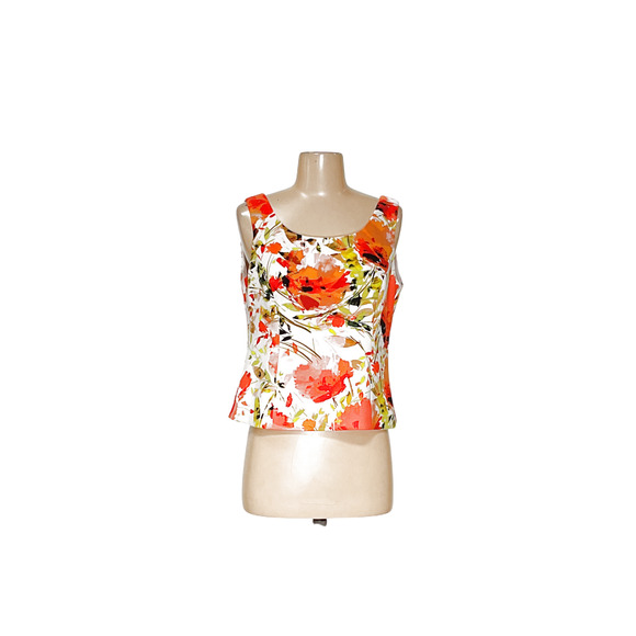 Kasper | Tops | Kasper Orange Floral Petites Tank | Poshmark